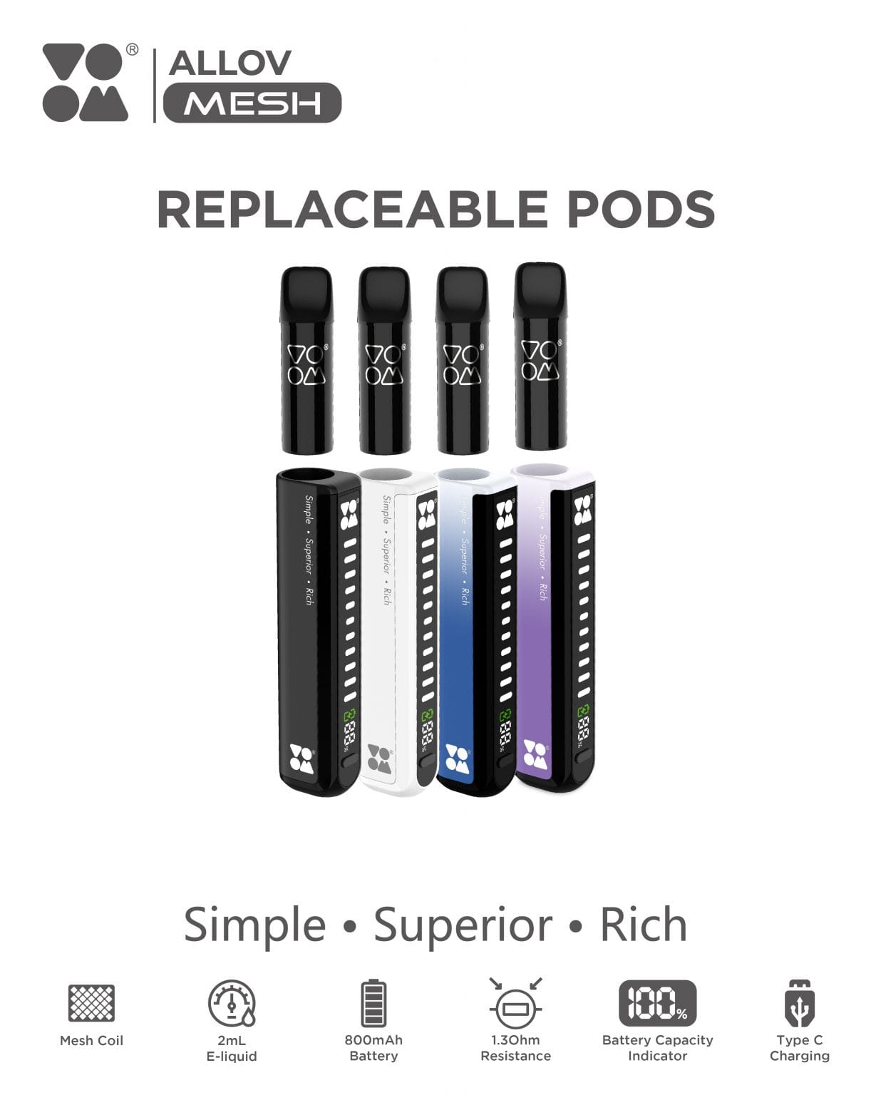 Simple · Superior · Rich — VOOM