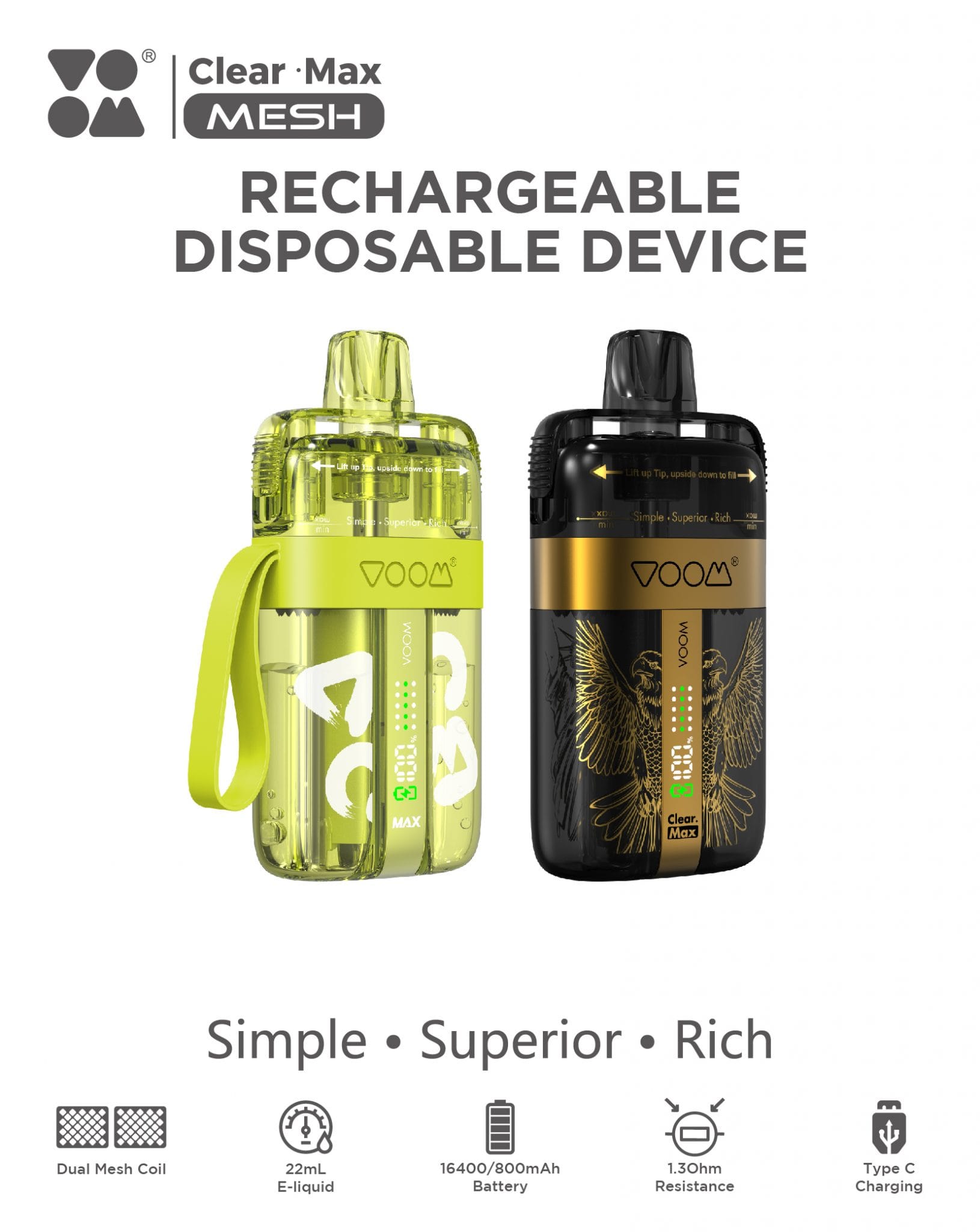 Simple · Superior · Rich — VOOM